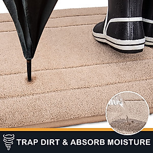 PURRUGS Dirt Trapper Door Mat 24" x 35.5", Non-Slip/Skid Machine Washable Entryway Rug, Dog Door Mat, Super Absorbent Welcome Mat for Muddy Wet Shoes and Paws, Beige