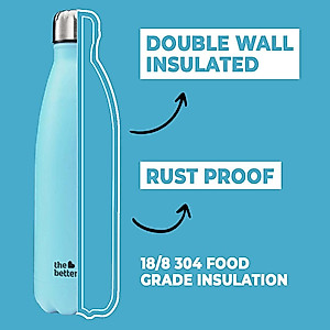 The Better Home 500 Stainless Steel Insulated Water Bottle 500ml | Thermos Flask 500ml | Hot and Cold Steel Water Bottle 500ml | Food Grade & BPA Free Insulated Water Bottles (Pack of 2)