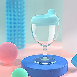 Crumye Prince Wine Sippy Cup, No Spill Wine Glass Sippy Cup for Baby Boy 12+ Months, Fancy Goblet Style Great for Your Prince Holidays Birthday Party Celebration, 5 Ounce(Blue)