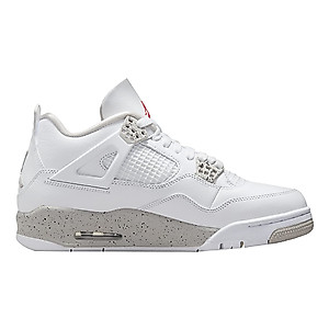 Nike Men's Air Jordan 4 Retro White Oreo, White/Tech Grey/Black/Fire Red, 9