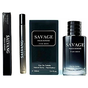IS SALVANG (Travel Spray) + SAVAGE COLOGNE FOR MEN EAU DE TOILETTE 35ml/100ml Natural Spray, Wonderful Gift, Signature Scent, Daytime and Casual Use (PACK OF 2)