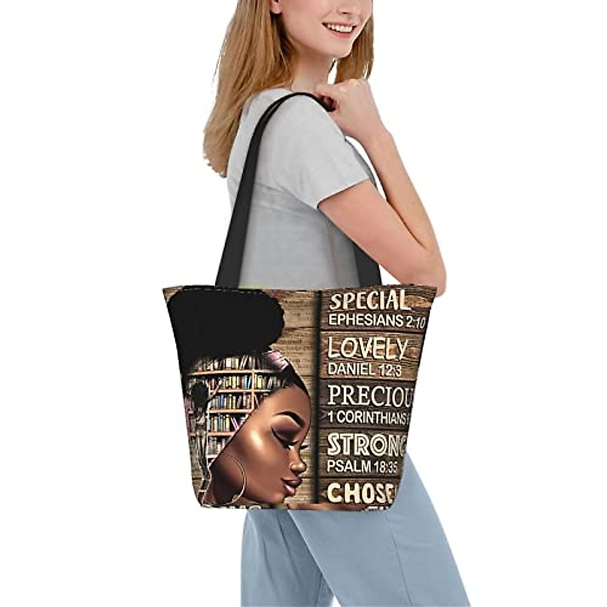 African American Women's Tote Bag Shoulder Bag, Black Girl Pride Handbag Women Fashion Shopping Bags for Work Travel Business Beach School, Tote for Black Women