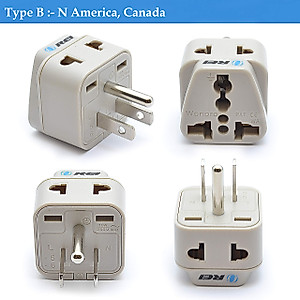 OREI 7 World Travel Adapter Plug Set Safe Grounded for Europe, Germany, Italy, S. Africa, China, Australia, UK, India and More