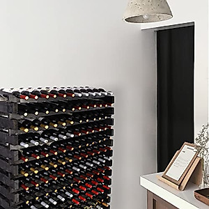 DisplayGifts Stackable Modular Wine Pine Wood Rack Stackable Storage Stand Display Shelves Wobble-Free 12 Rows 144 Bottle Capacity Black