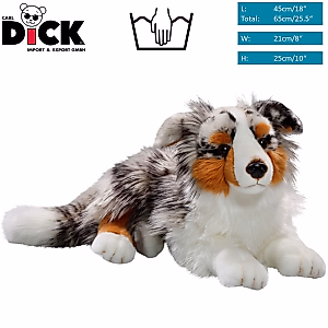 Carl Dick Australian Shepherd Dog Lying 17 inches, 45cm, Plush Toy, Soft Toy, Stuffed Animal 3434