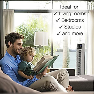 Lasko Oscillating Tower Fan, Remote Control, Timer, 4 Quiet Speeds, for Bedroom, Home Office and Kitchen, 38", White, T38400