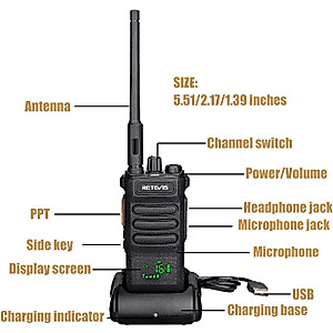 Retevis RT86 Two Way Radios Long Range,High Power Walkie Talkies with 2600mAh Rechargeable,Remote Alarm,Flashlight, Handheld 2 Way Radio for Off-Roading Overland Farm Hunting(2 Pack)