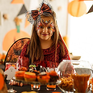 AIUPUOC Halloween Headband Orange Hair Bow Lace Hair Accessories Pumpkin Hair Band Cosplay Hair Decorations Party Hair Supplies 1Pcs