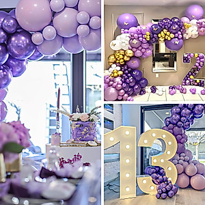PartyWoo Metallic Purple Balloons, 140 pcs Purple Metallic Balloons Different Sizes Pack of 18 Inch 12 Inch 10 Inch 5 Inch Purple Balloons for Balloon Garland Arch as Party Decorations, Purple-G105