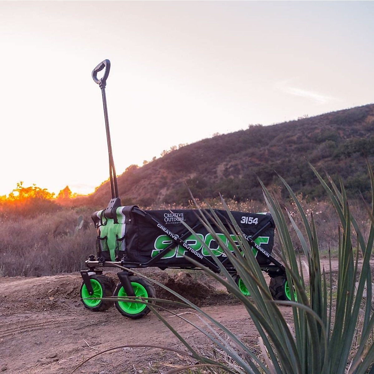 Creative Outdoor Push Pull Beach Hauler XXL, Collapsible and Portable Folding Wagon Cart, 200lbs Weight Capacity, Sport Series, Beach, Park, Garden Sports & Tailgate, (Green)