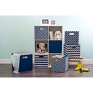 DII Collapsible Hard Sided Bin, Waves, Blue, Small