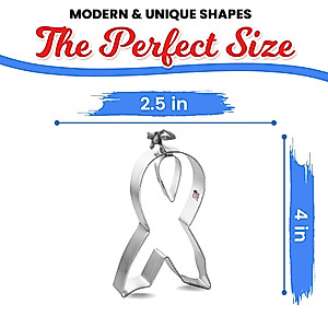 Awareness Ribbon Cookie Cutter 2 Pc Set – Ribbon, Tear Drop Cookie Cutters Hand Made in the USA from Tin Plated Steel