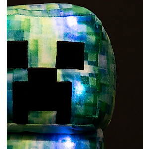 Minecraft Charged Up Creeper Pillow Buddy - Light up Plush - Super Soft Polyester Microfiber Character Pillow with LED Lights, 16 Inches