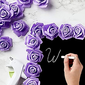 100 Pack Purple Artificial Flowers, Bulk Stemless Fake Foam Roses for Wedding, Decorations, Bouquets (3 in)