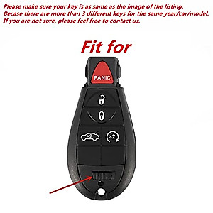 MJKEYAuto Black Leather 5 Buttons Smart Remote Key Fob Cover Chain Case for Chrysler 300 Dodge Challenger Charger Durango Magnum Jeep Grand Cherokee M3N5WY783X IYZ-C01C