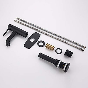 JAKARDA Single Handle Black Bathroom Faucet with Brass Drain Assembly and Escutcheon, Matte Black (Matte Black-JO1)