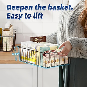 Simple Trending 6 Pack Large Wire Baskets for Organization, Metal Pantry Storage Baskets for Cabinet, Kitchen, Garage, Bathroom, Black