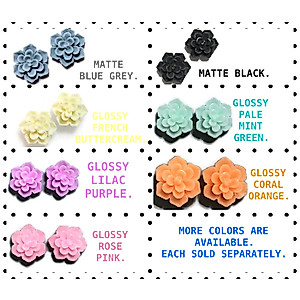 Titanium Succulent Earrings Hypoallergenic Cadmium & Nickel Free Posts - 3D Plastic 13mm Handmade Stud Earrings for Sensitive Ears (Matte Aqua Blue)