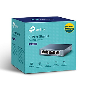 TP-Link 5 Port Gigabit Ethernet Network Switch | Ethernet Splitter | Sturdy Metal w/ Shielded Ports | Plug-and-Play | Traffic Optimization | Unmanaged (TL-SG105) (Renewed)