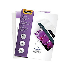 Fellowes Thermal Laminating Pouches, ImageLast, Jam Free Letter Size, 3 Mil, 200 Pack (5244101)