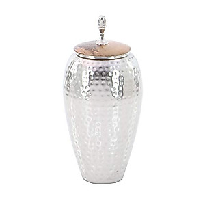 Deco 79 Contemporary Metal Abstract Decorative Jars, 7" x 7" x 16", Silver