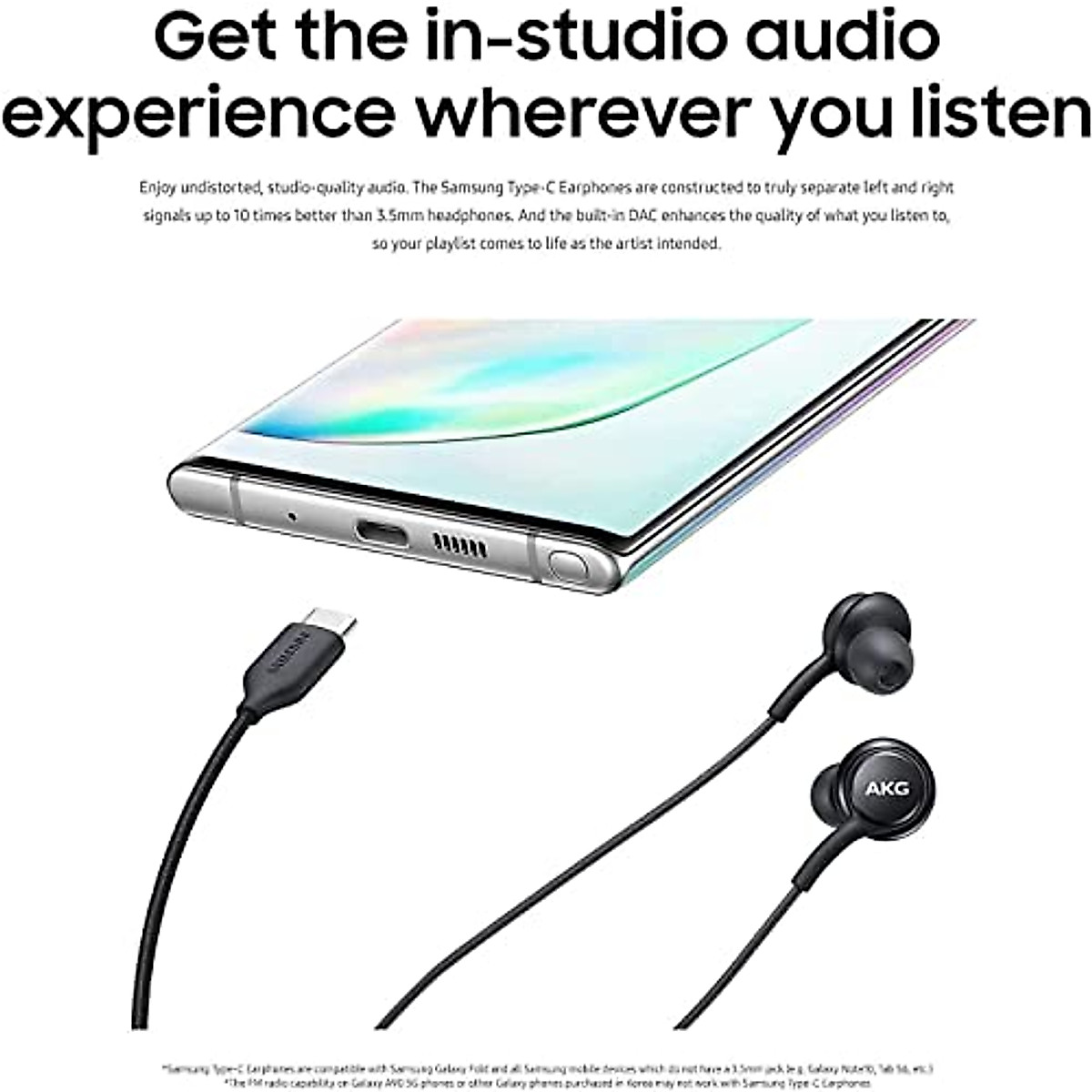2022 Earbuds Stereo Headphones for Samsung Galaxy S21 Ultra 5G, Galaxy S20 FE, Galaxy S10, S9 Plus, S10e, Note 10, Note 10+ - Designed by AKG - with Microphone and Volume Buttons