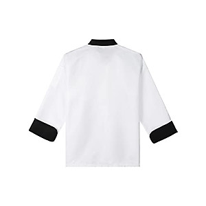 TiaoBug Men's Short Sleeve Chef Coat Jacket Restaurant Chef Uniform Breathable Tops with Pocket White B Large