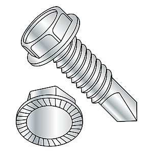 Small Parts 312007KWSMS Steel Self-Drilling Screw, Zinc Plated Finish, Serrated Hex Washer Head, Hex Drive, #3 Drill Point, 5/16"-18 Thread Size, 1-1/4" Length (Pack of 25)