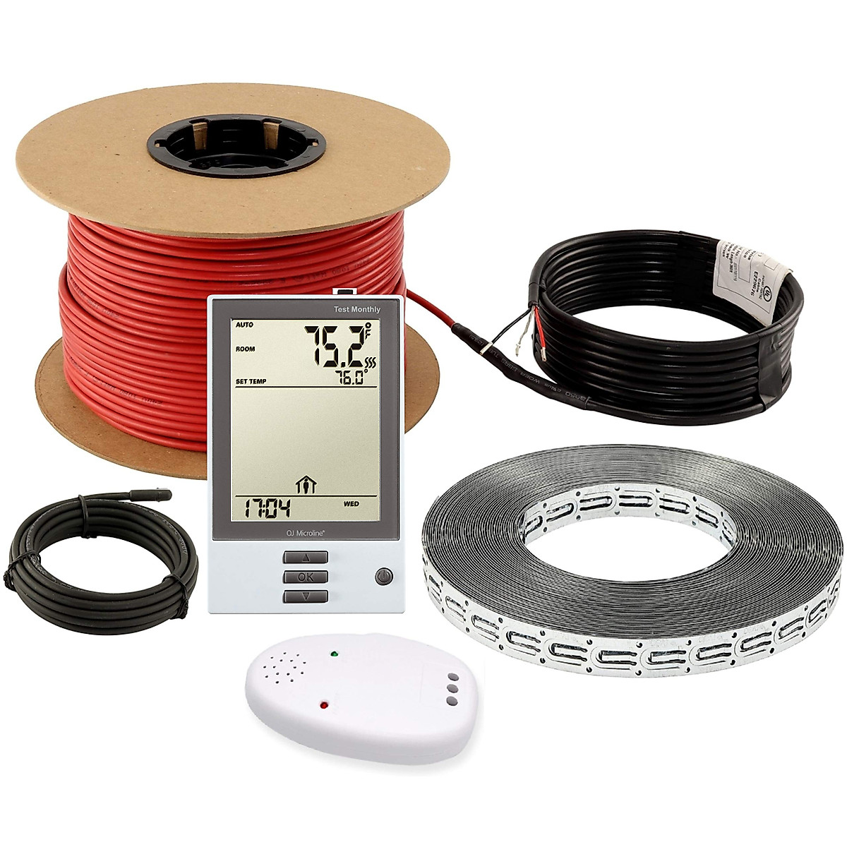 LuxHeat Floor Heating Cable Set, 20 Sqft - 120v Electric Radiant Floor Heating System Under Tile. Set Includes, Floor Heating Cable, Strapping, UDG OJ Microline Programmable Thermostat with GFCI