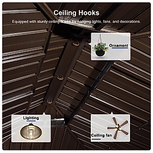 PURPLE LEAF 12' X 16' Permanent Hardtop Gazebo for Patio with Netting and Curtains Deck Backyard Heavy Duty Sunshade Metal Roof All Weather Outdoor Pavilion Canopy