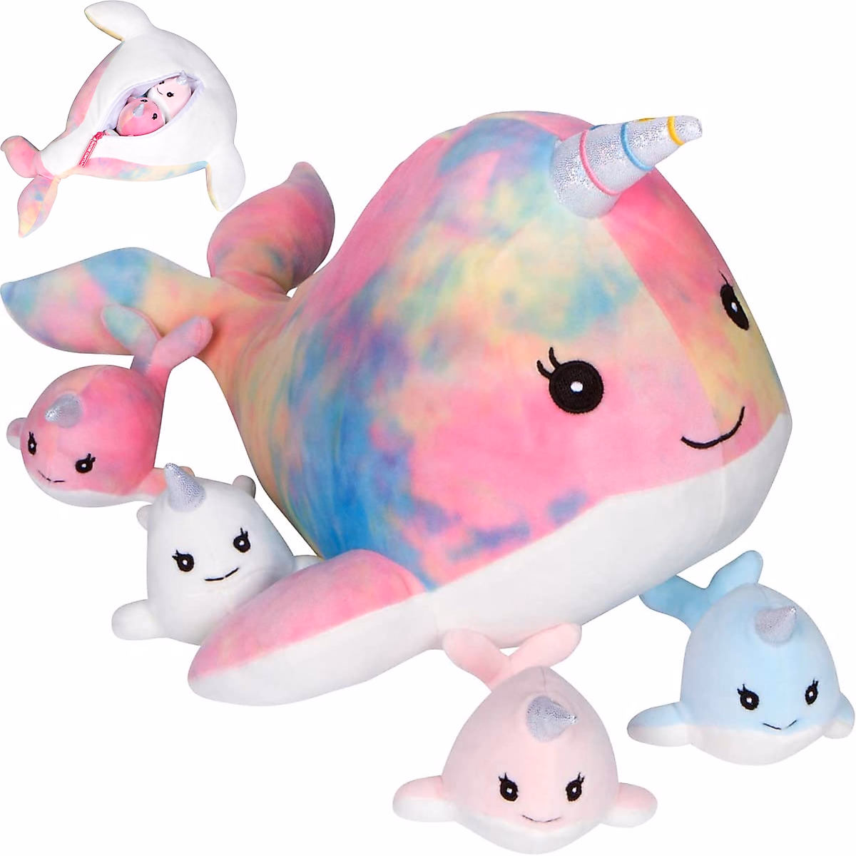 PixieCrush Stuffed Turtle Plush Toy - Cute Mommy Turtle with 4 Baby Turtles - Magical Sea Turtle Stuffed Animals for Girls Ages 3-8 - Plush Pillow Companion for Imaginative Playtime and Snuggles