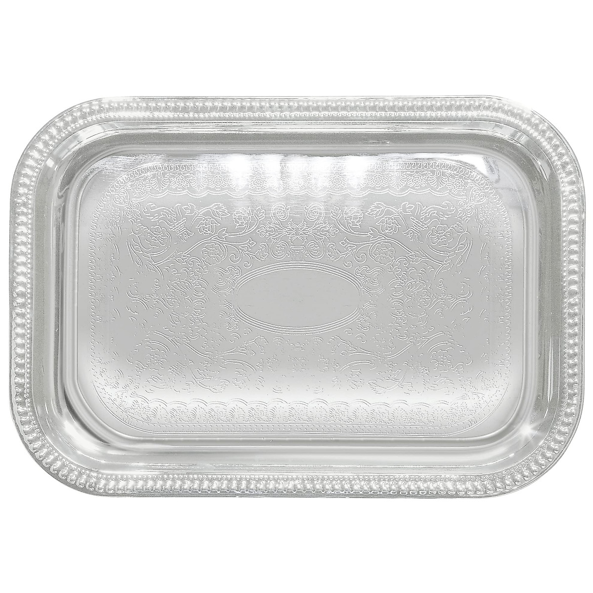 Winco Oblong Tray, 20-Inch by 14-Inch, Chrome
