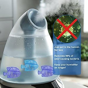 16pcs Humidifier Tank Cleaner, 2.52x1.57x1.06 Inch Humidifier Cleaner Fish Demineralization Cleaning Ball Humidifier Filter Replacement for Protec Fish Tank Mist Humidifiers (Purple, Blue)