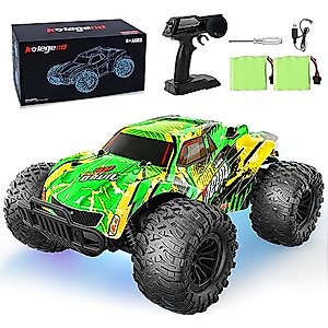 kolegend RC Cars 13 Inch Colorful Bodylight Remote Control Car for Boys 50+min Play with 2 Rechargeable Batteries, 20 km/h All Terrains Off Road RC Trucks Birthday Gift