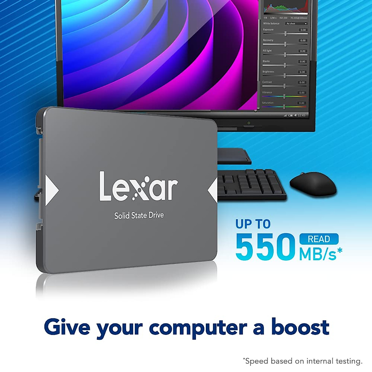 Lexar 1TB NS100 SSD 2.5” SATA III Internal Solid State Drive, Up to 550MB/s Read, Gray (LNS100-1TRBNA)