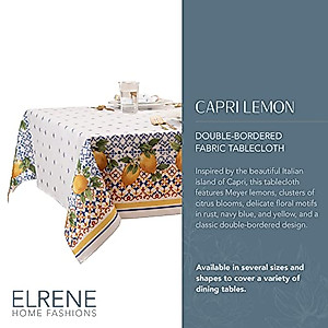 Elrene Home Fashions Capri Lemon Double-Bordered Mediterranean Fabric Tablecloth, Rectangle, 60 inches X 84 inches