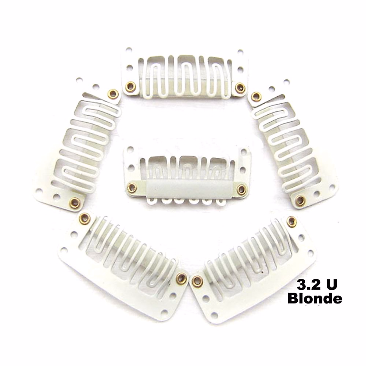 50pcs Hair Extensions Clips U-Shape Stainless Steel Snap Clips for Wigs and Hair Extensions and Hairpieces 30 Assorted Sewing Needles and 2 Rolls Thread (Blonde)