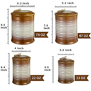 Nihow Ceramic Food Storage Jar Sets: Container with Air Tight Ceramic Lid for Flour/Sugar/Rice/Coffee/Cookies/Candy - Seal Damp-proof Canister for The Kitchen - Set of 4 (Brown)