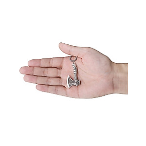 HAQUIL Viking Battle Axe Necklace, Wolf Raven Axe Amulet Pendant, Stainless Steel Box Chain, Authentic Viking Jewelry Men (AD)