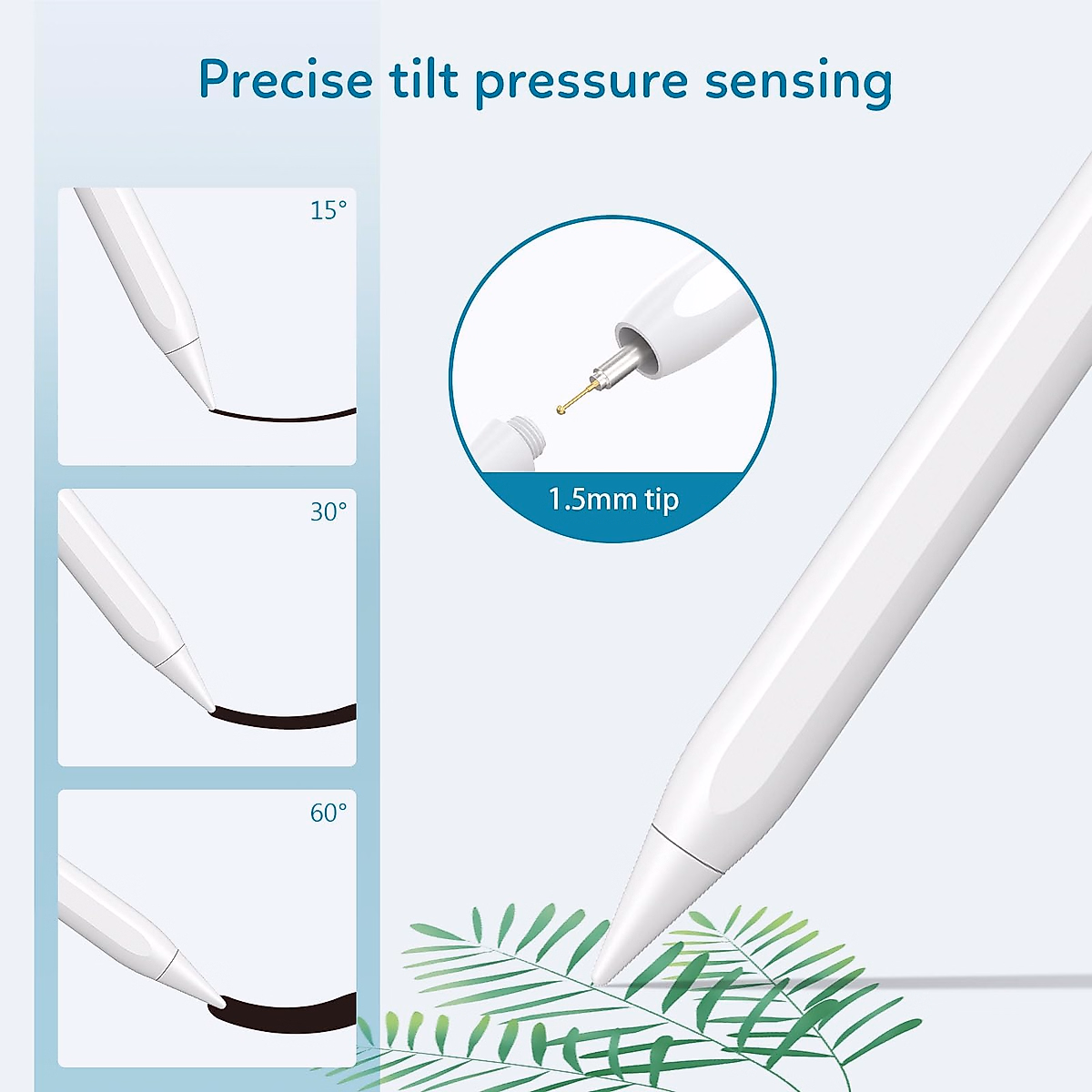 Stylus Pen for iPad Pencil 2nd Generation 5-10Mins Fast Charging, Stylus Pen Compatible with iPad 2018-2023 iPad Drawing Writing, Anti-Palm Mis-Touch, Tilt Sensitivity, Magnetic Design