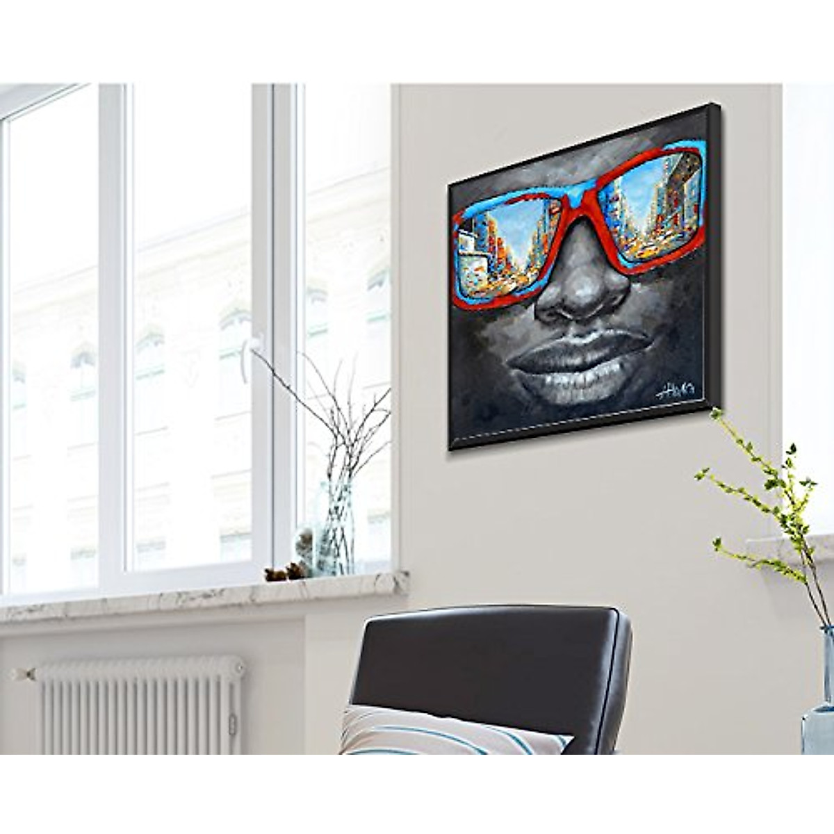 Modern Black Art African American Canvas Wall Art Pop Star Canvas Painting (24 x 24 inch, A Framed)