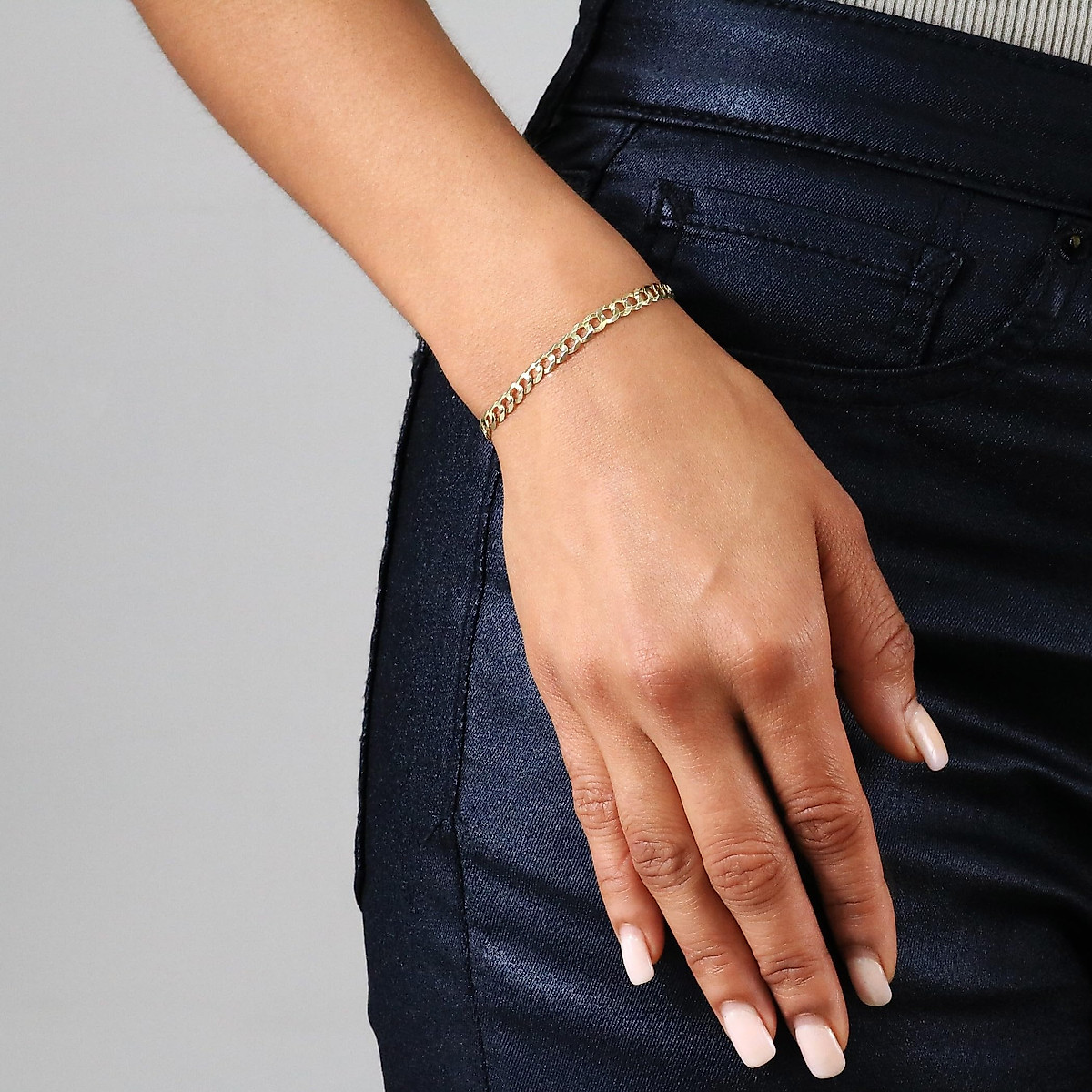 Nuragold 10k Yellow Gold 5mm Solid Cuban Curb Link Chain Bracelet, Mens Womens Jewelry 7" 7.5" 8" 8.5" 9"