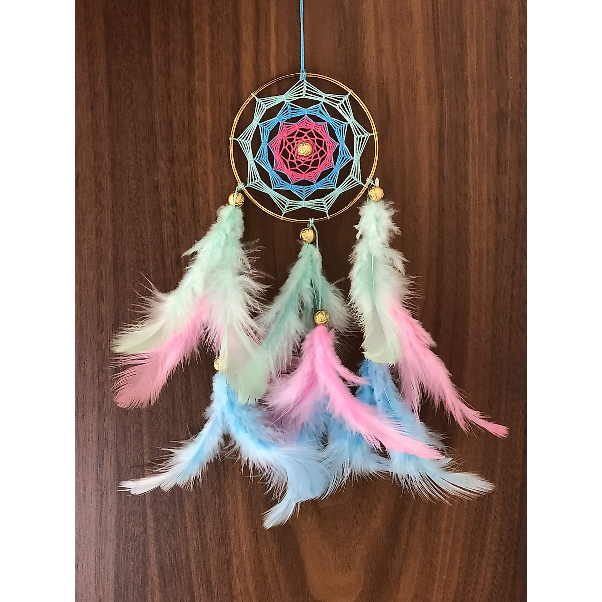 Rooh Dream Catcher ~ Pastel Shades Car Hanging ~ Handmade Mandala Hangings for Positivity (Can be Used as Home DÃcor Accents, Wall Hangings, Garden, Car, Bedroom, Key Chain, Meditation Room)