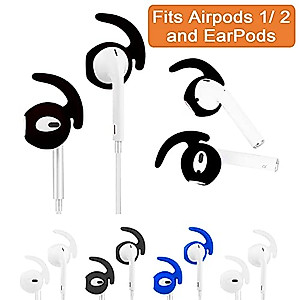 Ear Hooks Ear Cover Designed for Apple AirPods 1 and 2,Accessories for Running, Jogging, Cycling, Gym (3 White + 1 Black)