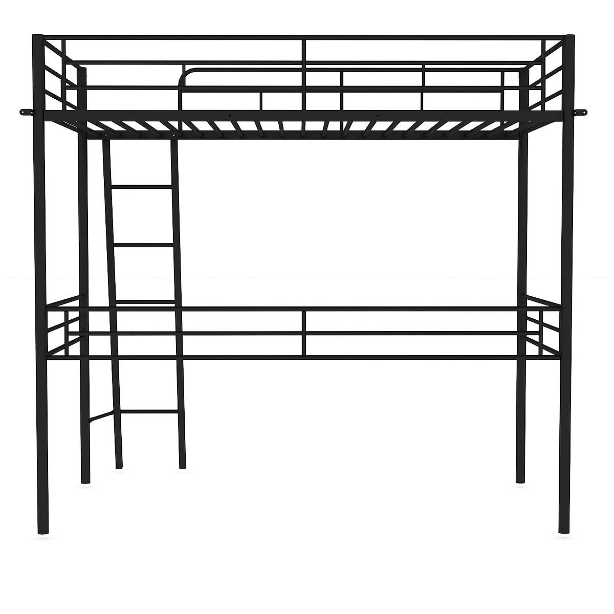 Lifeand Sturdy Twin Size Metal Loft Bed with Built-in Ladder and Guardrails for Space-Saving Solution in Kids' and Teens' Rooms,Black
