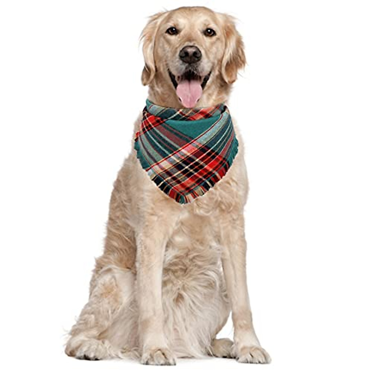 Christmas Dog Bandana Plaid Reversible Triangle Bibs Scarf Accessories for Dogs Cats Pets Animals