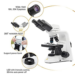SWIFT Stellar 1 Pro-B Research-Grade Infinity Corrected Lab Compound Microscope, 40X-2500X, Siedentopf Binocular Head, Mechanical Stage, Abbe, Ultra-Precise Focusing, User and Eco-Friendly