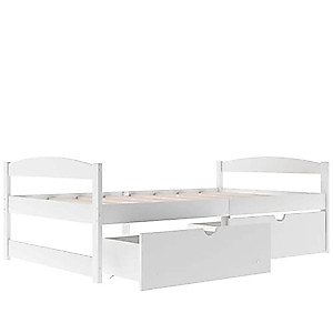 Heliosphere Twin Size Solid Wood Daybed with 2 Storage Drawers, Due Use Sofa Bed with Sturdy Wooden Slat Support, No Box Spring Needed for Boys Girls Teens Adults Guest, Easy Assemble (White)