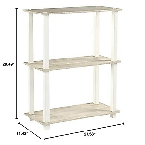 Furinno Turn-S-Tube 3-Tier Compact Multipurpose Shelf Display Rack with Square Tube, Sonoma Oak/White