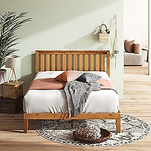 ZINUS Alexia Wood with Wood Headboard Bed Frame with headboard / Solid Wood Foundation with Wood Slat Support / No Box Spring Needed / Easy Assembly, Rustic Pine, King
